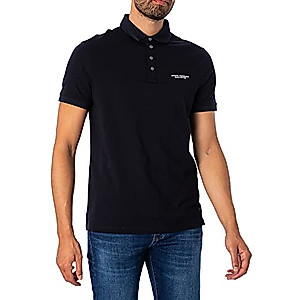 A|X ARMANI EXCHANGE Men's Short Sleeve Contrast Logo Jersey Polo, Navy, XXL