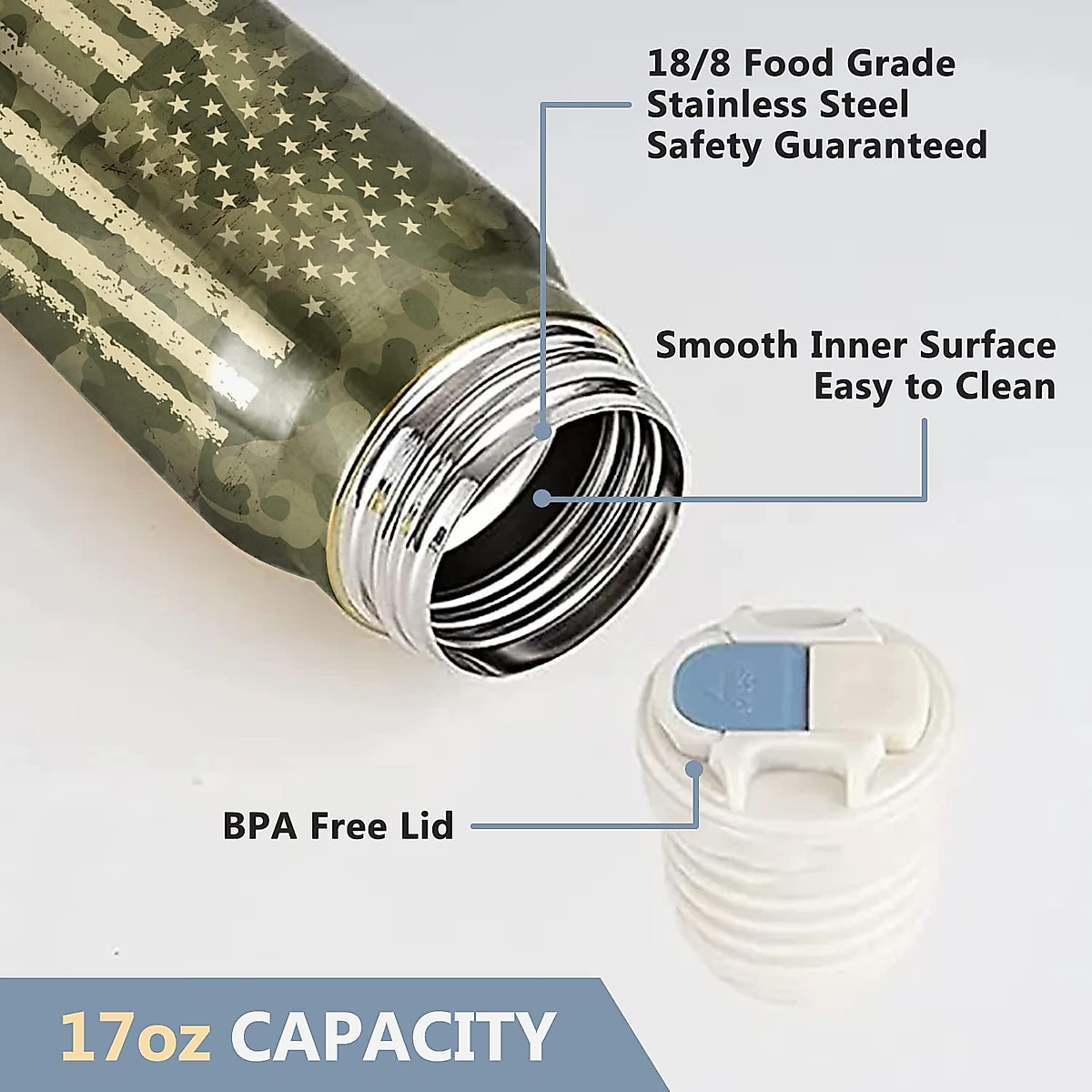 Camouflage 17oz Stainless Steel Bullet Tumbler - Christmas Gifts for Dad from Daughter Son, Dad Gifts, Christmas Gifts for Husband from Wife - Birthday Gifts for Men Dad Grandpa Papa Uncle