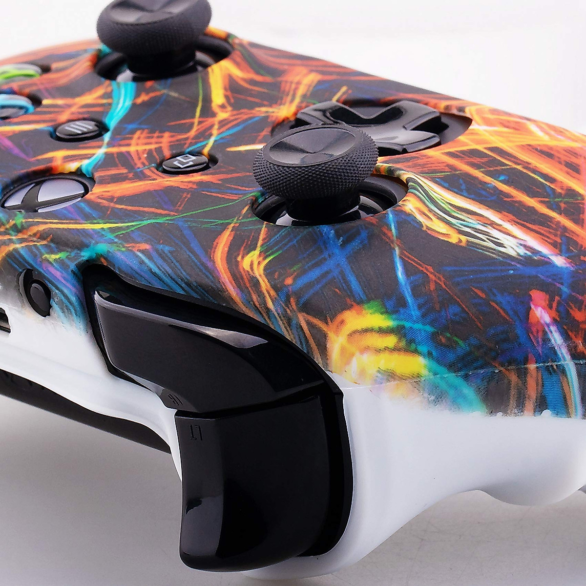 9CDeer 1 Piece of SiliconeTransfer Print Protective Cover Skin + 6 Thumb Grips for Xbox One/S/X Controller Black Stream