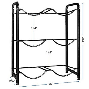 Water Bottle Storage Rack, 3-Tier Reinforced Carbon Steel Water Jug Holder for 6 Bottles of 5-Gallon Water Cooler Bottles Organizer for Office, Family, Garages, Restaurant, and Gym. Black