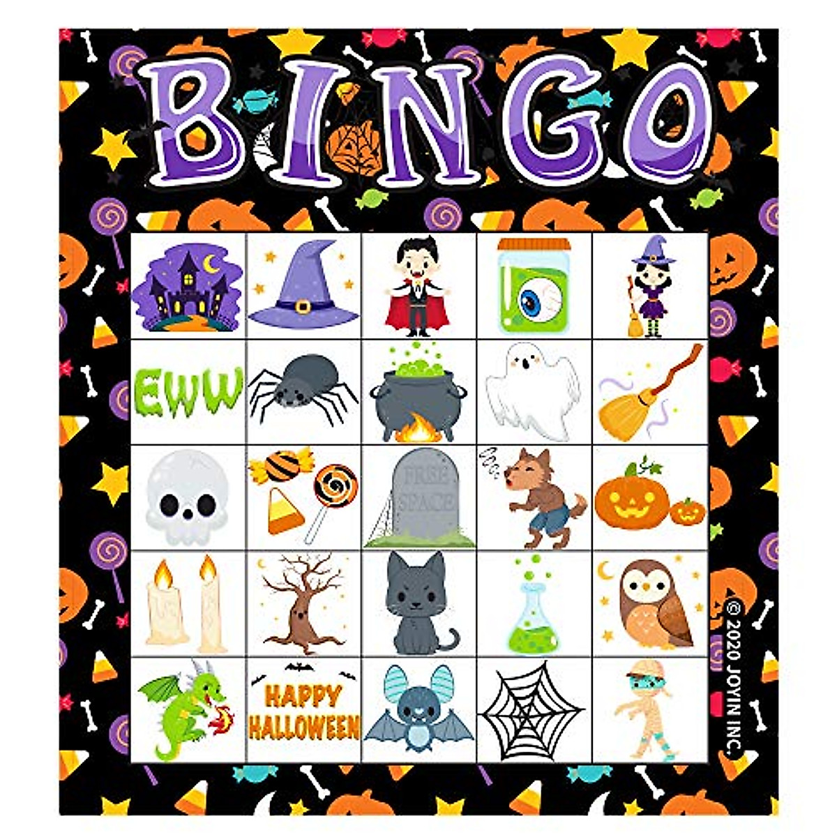 JOYIN 28 Halloween Bingo Game Cards (5X5) for Kids Halloween Party Card Games, School Classroom Games, Trick or Treating, Halloween Party Favors Supplies, Family Activity