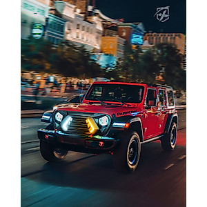 Xprite Front Grille with Turn Signals and Daytime Running Light, Matte Black Grille Compatible with 2018-2024 Jeep Wrangler JL JLU & 2020+ Gladiator JT