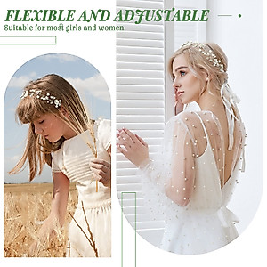 3 Pieces Flower Girl Headpiece Pearl Bridal Headband for Flower Girl Hair Accessory Rhinestone Princess Flower Girl Crown Cute Wedding Hair Accessories for Kids Girls Vine Hair Band (Silver)