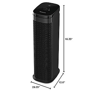 Honeywell AllergenPlus Series Compact HEPA Air Purifier Tower, Allergen Reducer for Large Rooms (200 sq ft), Black - Wildfire/Smoke, Pollen, Pollen, Pet Dander & Dust Air Purifier, HPA175