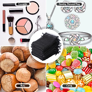 Mudder 50 Pack Organza Gift Bags Wedding Party Favor Bags Jewelry Pouches Wrap, 4 x 4.72 Inches (Black)