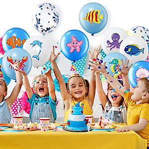50 Pieces Sea Animals Balloons Party Decorations, Under the Sea Birthday Party Latex Balloons Ocean Theme for Boys Girls Marine Creatures Beach Party Favors Baby Shower Supplies