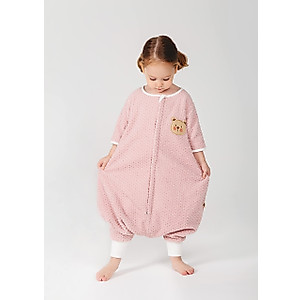 Yuni Ashley Sleep Sack 30-48Months (2.5-4yrs) Medium 2.5 TOG Waffle Teddy Pink - Baby Sleeping Sack | Sleep Sacks for Babies | Wearable Blanket | Sleep Sack for Toddlers | Wearable Blanket Baby