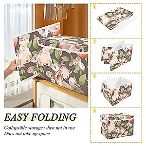 innewgogo Animals Deer Bunny Fox Storage Bins with Lids for Organizing Storage Baskets with Handles Oxford Cloth Storage Cube Box for Room