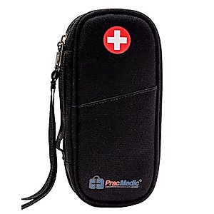 PracMedic Bags Epipen Carry Case- Holds Epi Pens, Auvi Q, Inhaler, Epinephrine, Allergy, Syringe, Diabetic Supplies, Insulated Medical Pouch, Travel Medicine Kit for Essentials and Emergency (Black)
