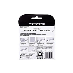 Scotch Permanent Fabric Tape Strips, Machine Washable, Perfect for DIY and Crafting (FAP-1-CFTP)