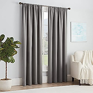 Eclipse Solid Thermapanel Modern Room Darkening Rod Pocket Window Curtain for Bedroom (1 Panel), 54 in x 84 in, Grey