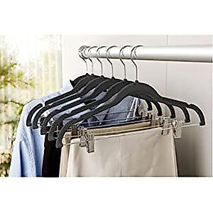 Home-it 10 Pack Skirt Hangers with Clips Black Velvet Hangers Use for Skirt Clothes Hangers - Felt Pants Hangers Ultra Thin Non Slip