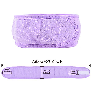alileona Spa Facial Headband Makeup Hair Band Breathable And Soft Sport Headband Adjustable Towel For Face Washing, Shower,Makeup, Yoga (Pruple,Pink,Blue)