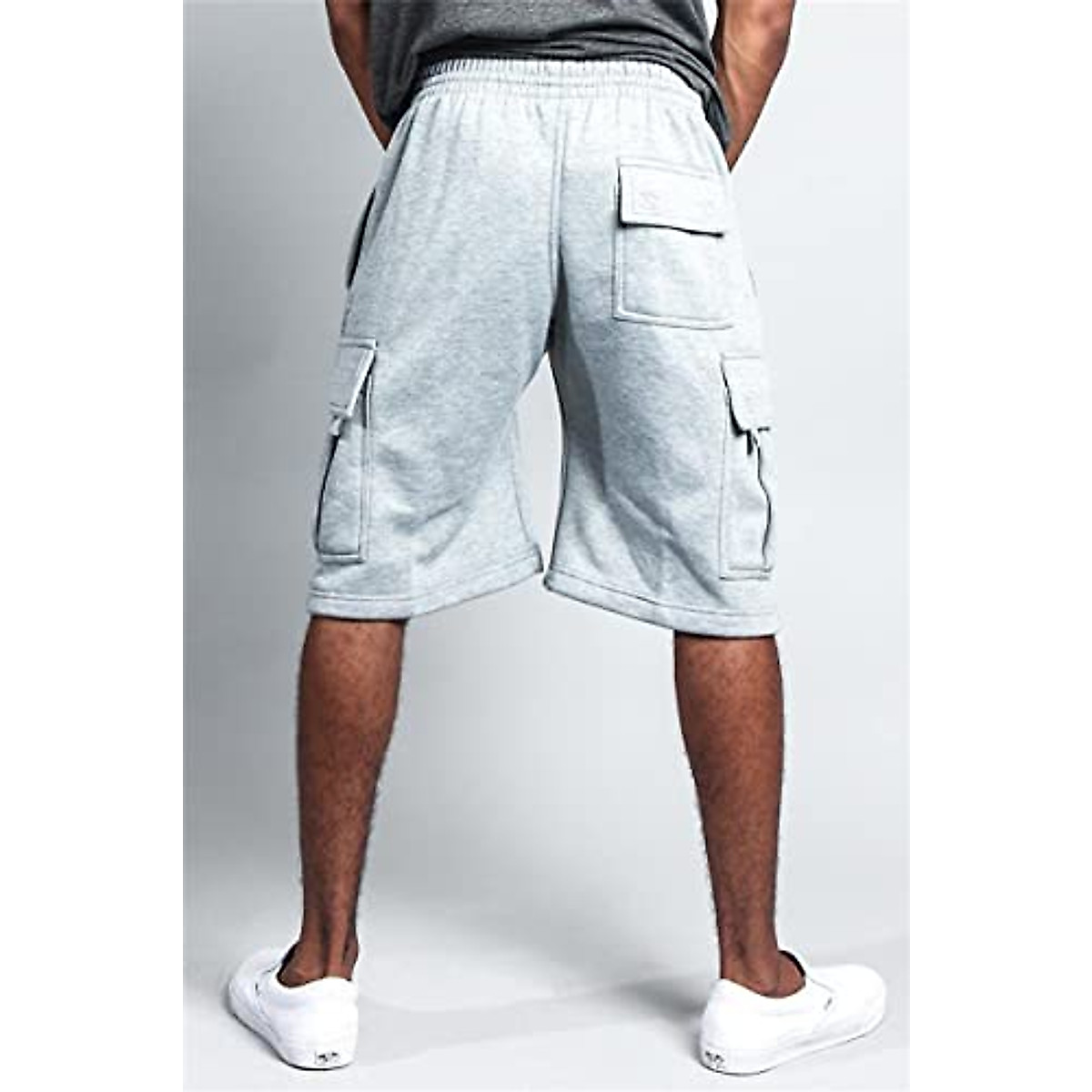 JEKE-DG Men's Hiking Cargo Shorts Stretch Outdoor Tactical Shorts with Pockets for Fishing Casual Cotton Lightweight Shorts (Light Grey,X-Large)