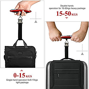 MYCARBON Luggage Scale Digital Hanging Baggage Scale, Portable Travel Weight Scale, Suitcase Weighing Scale with Backlit LCD Display, 110 Lb Capacity, Battery Included Red