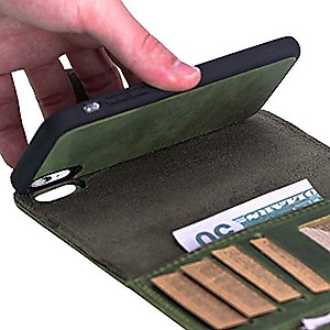 iPhone XR Leather Case, Maximum Protecting Magnetic Detachable Full Grain Leather Wallet For iPhone XR, Laser Engrave, Wireless Charge