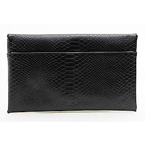 bys2mr Women's Clutch Purse Bags - Flat Envelope Python PU Leather Crossbody Evening Party Wedding Handbag with Chain Strap Black
