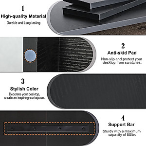 TEAMIX 2 Tiers Wooden Desktop Monitor Stand Riser 20 Inch Printer Stand with Double Storage Small TV Riser Laptop Keyboard Holder Business Desk Organizer Shelf Black Bookshelf