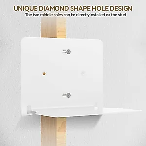 Invisible Floating Bookshelves for Wall, Set of 6 Heavy-Duty Floating Bookshelf Wall Mounted, Large Size Iron Wall Shelves Book Shelf Organizer for Bedroom Living Room Office Wall Decor (White)