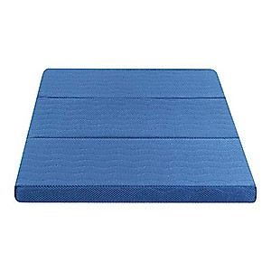 PrimaSleep 4 Inch Tri Folding Memory Foam Topper, Foldable, Guest Bed,Full Size, Blue