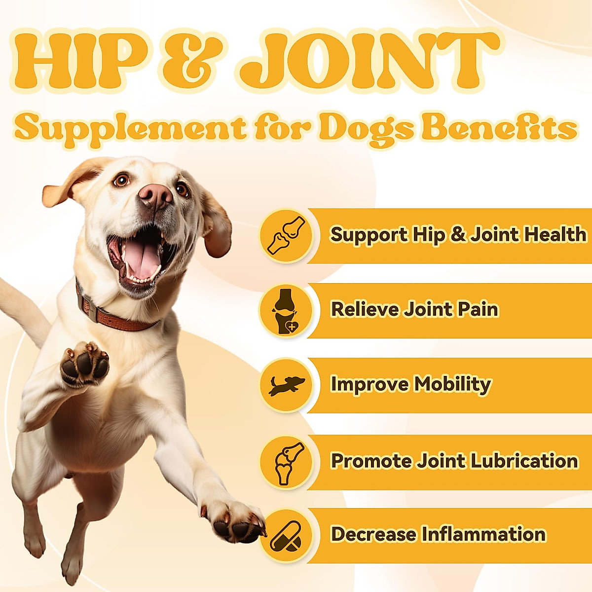 GKD Joint Supplement for Dogs, Glucosamine Hip & Joint Supplement for Dogs Support Aid with Care Mobility Bites Treats, Joint Chews for Dogs, Relief Arthritis Pain