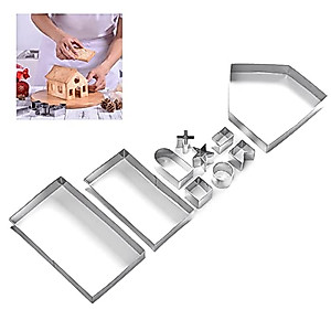 Hemoton 20 Pcs Christmas Baking Cutters Gingerbread House Cookie Cutter Chocolate House Cutter Stainless Steel Cookie Cutter Cookie Molds Christmas Cake Mould Small Cake Mold 3d