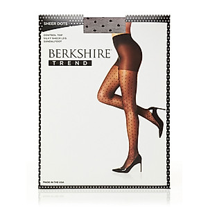Berkshire Women's Plus Size Trend Sheer Dot Control Top Pantyhose, Fantasy Black, 3X-4X