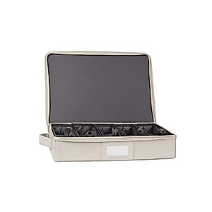 Covermates Keepsakes Flatware Storage Box – Stackable, Reinforced Handles, China Storage-Beige Heather