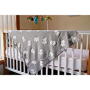 Soft Knit Baby Blanket 100% Organic Cotton | GOTS Certified | Receiving and Swaddle Blankets | Neutral for Boy, Girl for Newborn, Infant and Toddler 40 x 30 inches (Elephant)