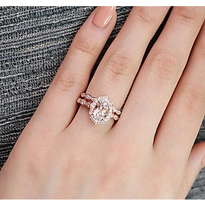 WDIYIEETN Fashion Jewelry Rose Gold Diamond Zirconia Women's Ring Set Round CZ Crystal Ring Engagement Wedding Ring Engagement Eternity Bridal Ring Set (10)