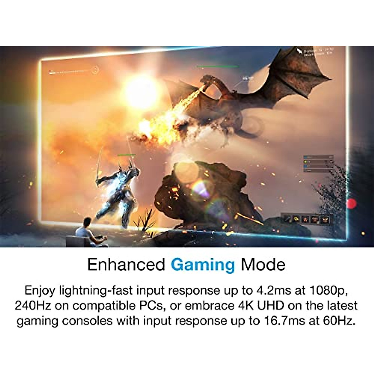 Optoma UHD35x True 4K UHD Gaming Projector | 3,600 Lumens | 4.2ms Response Time at 1080p with Enhanced Gaming Mode | 240Hz Refresh Rate | HDR10 & HLG