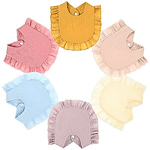 Mccotwe Baby Bibs Muslin Drool Bibs Teething Bibs Lap-shoulder Drool Cloths Bibs 100% Organic Cotton 4-Layer Absorbent& Soft& Breathable Muslin Baby Bibs for Girls Multi-Use Scarf Bibs