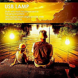 USB Camping Bulb Touch Switch Non Dimmable 3W 400lm Warm White LED Lantern for Fishing Boat Car Truck Camping, A19 Outdoor Portable LED Bulb, Emergency Light, Kids Bed Light, Night Light - 2 Pack