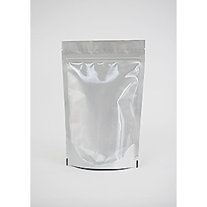 Black/Clear Mylar Stand Up Bags Pouches with Zipper, Notch for Food Storage 6 X 9 X 3.5 inches (8oz) 100 pcs