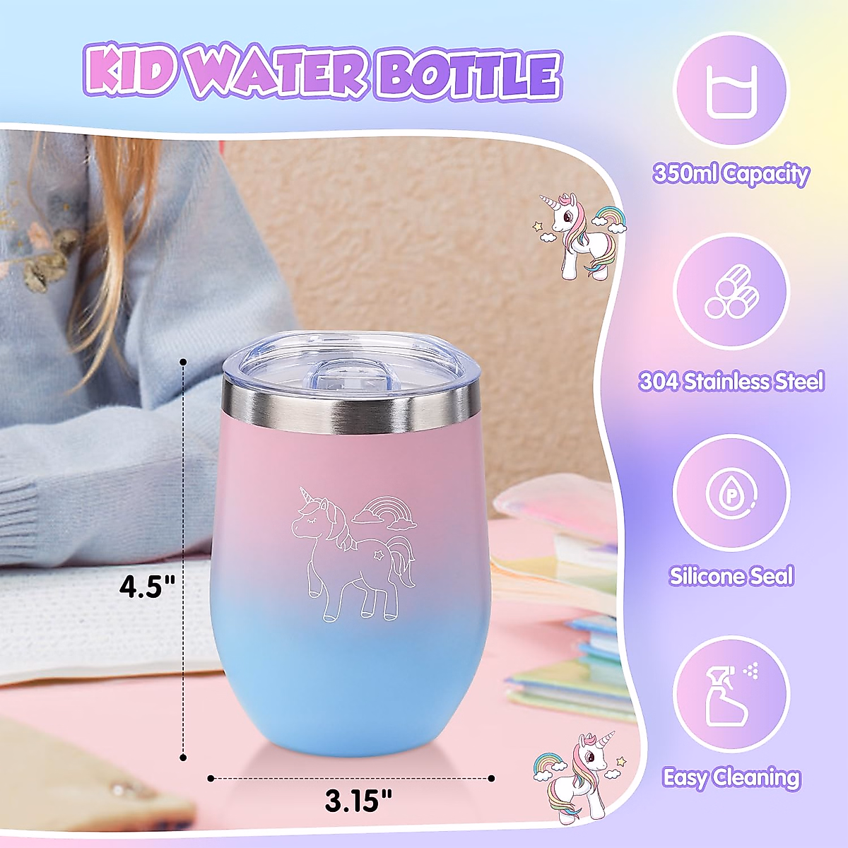 Sabdrau Unicorn Gifts for Girls 4 5 6 7 8 9 10+ Years Old, Kids Unicorns Toys with Light Up Plush Star Pillow/Diary/Headband/Eye Mask/Water Bottle, Soft Plush Toys Set for Birthday Gift Christmas