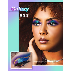 HANLADY Chameleon Eyeshadow Liquid Glitter Eye Makeup, Glitter Eyeshadow Intense Color Shifting Long Lasting with No Creasing, Quicky Dry & High Pigmented Shimmer Eye Shadow, Galaxy