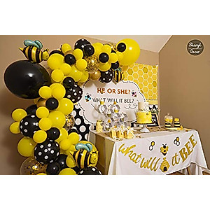 Bee Balloon Arch & Garland Kit - Mixed Yellow and Black Balloons for Bumble Bee Party - What Will It Bee Gender Reveal, Honey Bee Baby Shower, Happy Bee Day, Bee Birthday Party Decorations & Supplies