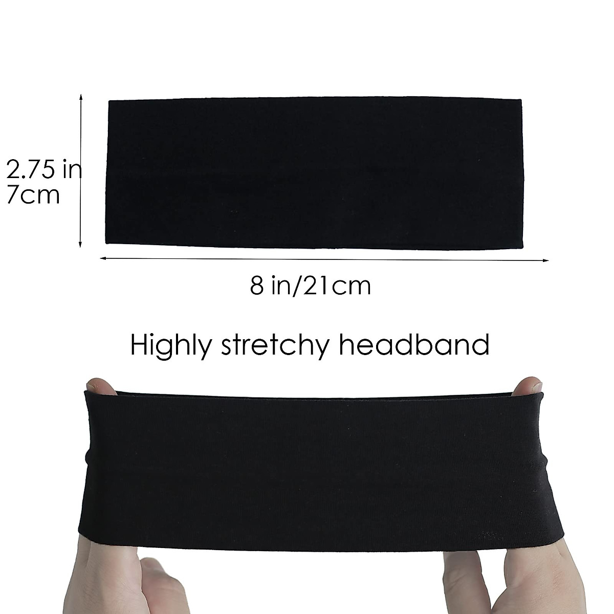 MLMOMVME 6 Pcs Black Headbands for Women Hair Cotton Headband Non-slip Stretchy Elastic Head Wrap Holder Hair Accessories