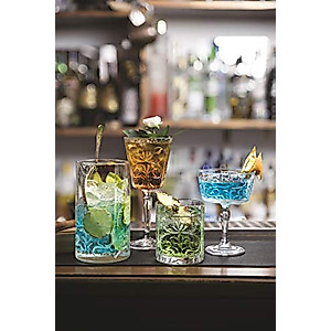 Barski Highball - Glass - Set of 6 - Hiball Glasses - Glass Crystal - Beautiful Tattoo Design - Drinking Tumblers - for Water, Juice, Wine, Beer and Cocktails - 13 oz Made in Europe