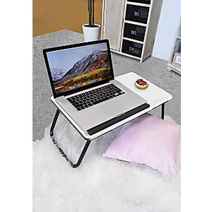 Rae Dunn Folding Laptop Lap Desk - Wooden Work Table and Stand for Couch, Bed and Sofa Computer Use - Folding Legs, Adjustable Tilt - Use as Reading and Breakfast Tray