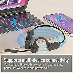 MONODEAL Bone Conduction Headphones with Mic, Open Ear Headphones Wireless Bluetooth 5.2/Multi-Point Capable,Bone Conduction Earbuds with Noise Canceling Microphone,for Driving, Work, Home Office