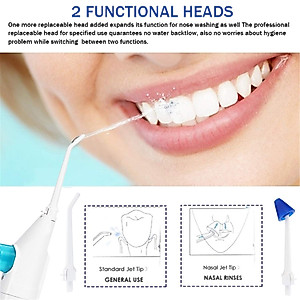 Portable Oral Irrigator Water Flosser Dental Water Toothbrush Toothpick Nasal Irrigator Implement Teeth Cleaner Oral Hygiene flossers for Home Travel with 5pcs Nozzles (Nozzle and Tongue Scraper)