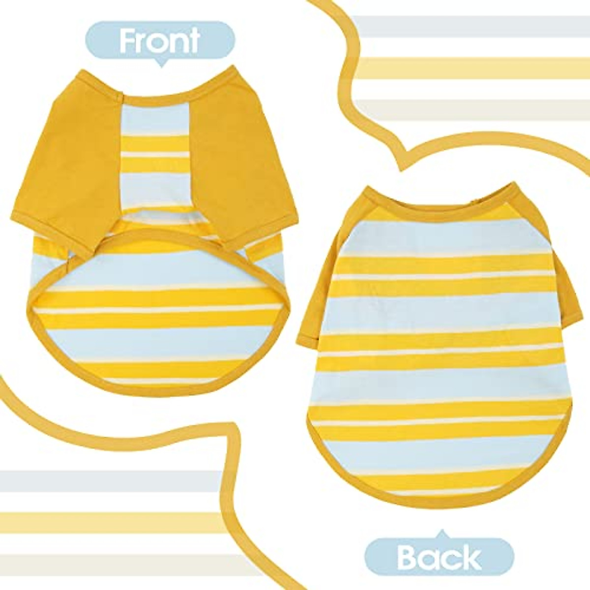 T'CHAQUE 100% Cotton Striped Dog Shirts for Small Medium Dogs Chihuahua Puppy Clothes T-Shirt, Soft and Durable Cat Pajamas Costume, Pet Dog/Cats Sweatshirt for All Season, Red Striped Patchwork, M