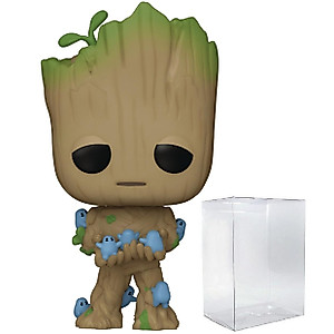 POP Marvel: I Am Groot - Groot with Grunds Funko Vinyl Figure (Bundled with Compatible Box Protector Case), Multicolored, 3.75 inches