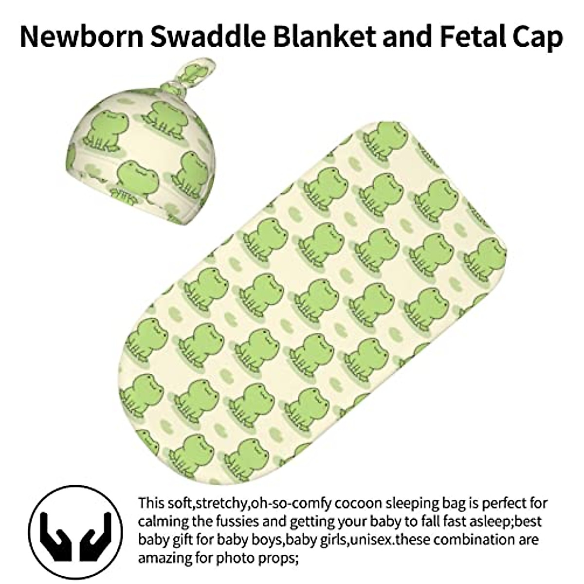 Frog Cartoon Baby Stuff Newborn Baby Swaddle Blanket Swaddle Wrap Soft Sleep Sacks Stretchy Receiving Blankets with Hat for Boy Girl Infants Gifts
