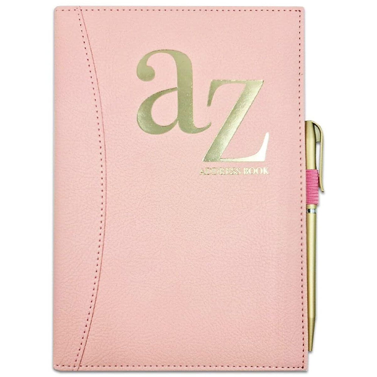 A to Z Telephone A5 Address Book A-Z Index Hard Back Cover with Pen (Pink)