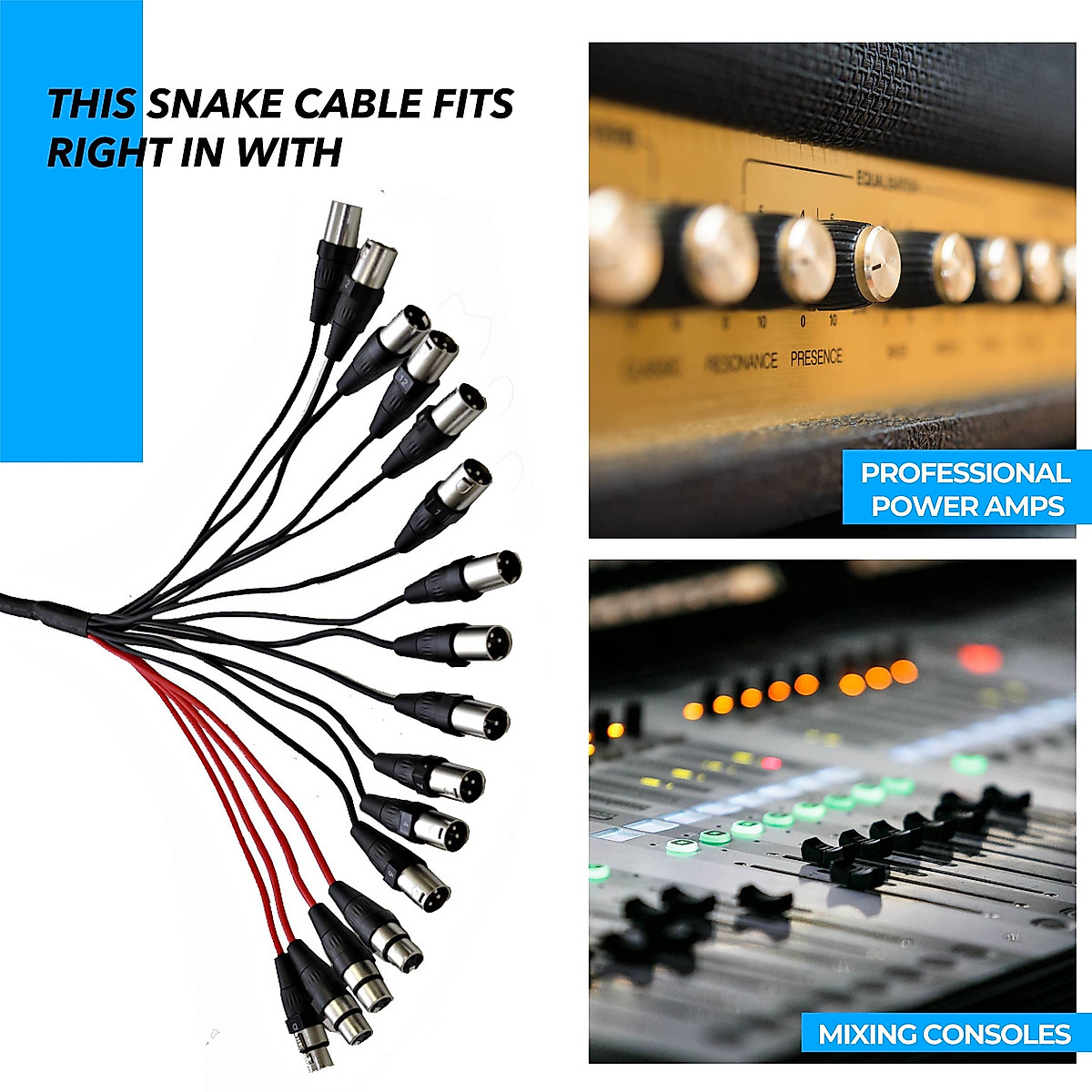 Seismic Audio Speakers 12 Channel Low Profile XLR Send Sub Snake Cable, XLR Splitter Cable, 25 Feet
