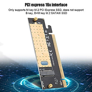Shanrya Adapter Card, M Key M.2 to PCIE3.0 x16 SSD, PCI Express 16x Stable Performance for Hard Drives Computer