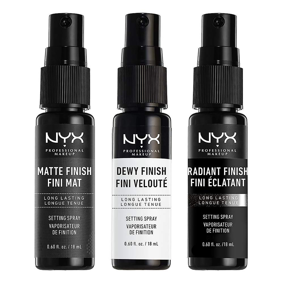 NYX PROFESSIONAL MAKEUP Gift Set, Diamonds & Ice Setting Spray Kit - Matte, Dewy and Radiant Finish (Travel Size)