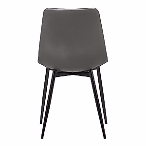 Armen Living Monte Mid Century Modern Dining Accent Chair for Table Kitchen Desk Vanity in Charcoal Gray Faux Leather with Black Metal Legs